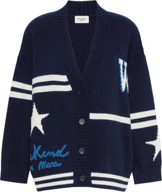 Max Mara Gilet Jacquard - Femme - Pulls - Bleu - Taille: 36 FR