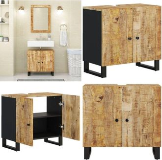 vidaXL Vidaxl - Waschbeckenunterschrank Massivholz Mango und Holzwerkstoff - Badezimmerm&ouml;bel - Holzschr&auml;nkchen - Waschbeckenunterschrank - Mangoholzm&ouml;bel