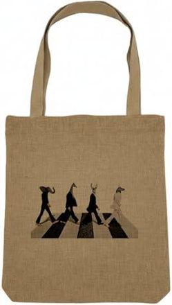 Fabulous Sac Shopping Tote Bag Aspect Lin - Animaux Passage Pi&eacute;ton Collage Art Surr&eacute;alisme Rock - Sac de Courses Toile Epaisse 360g Beige Naturel Cabas Port&eacute; E