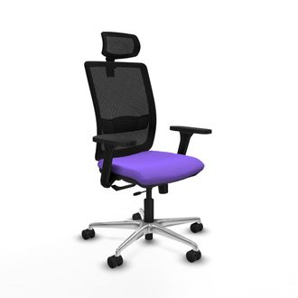 Piqueras y Crespo Ergonomischer Stuhl mit 3D-Armen, h&ouml;henverstellbare Lendenwirbelst&uuml;tze und h&ouml;henverstellbares Kopfteil, Schwarz / Lila