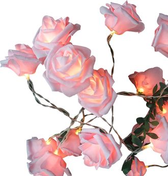 Generic LED-Rosen-Lichterkette, 10 m, 80 LEDs, USB-betrieben, lebensechte Rosenranken, perfekt f&uuml;r romantische Veranstaltungen, Hochzeiten, Innenatmosph&auml;re, C