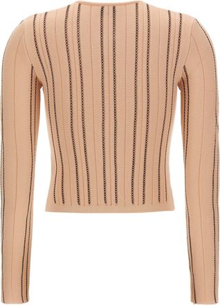 Elisabetta Franchi Origami-Weave Viscose Cardigan - Beige