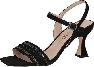 Caprice Damen Sandalen mit Absatz aus Leder mit Riemchen, Schwarz (Black Suede), 40 EU