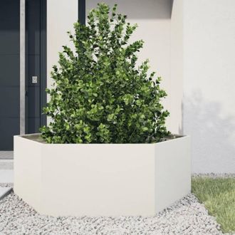 vidaXL Jardini&egrave;re blanc hexagone 138x120x45 cm acier - Vidaxl