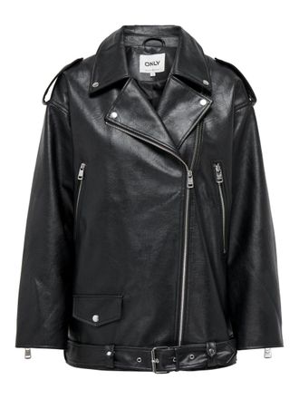 Only Damen ONLVERA Faux Leath Long Biker OTW NOOS Lederjacke, Black, S