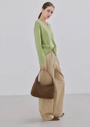 Mango Pull-over maille col en V vert - Femme - 1XL - MANGO