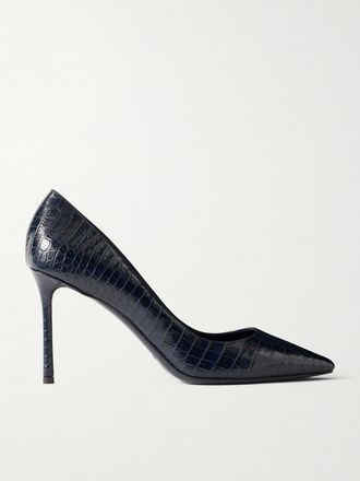 Jimmy Choo London Escarpins En Cuir Effet Croco Romy 85 - Bleu