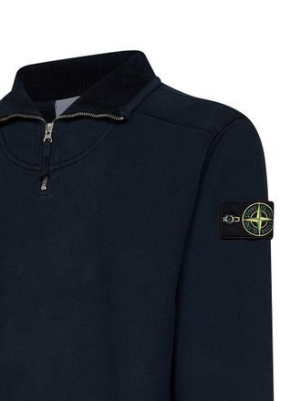 Stone Island Half-Zip Organic Cotton Sweatshirt - Blue