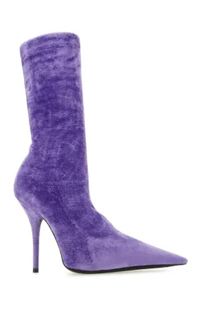 Balenciaga Womens Lilac Velvet Knife Ankle Boots 5001 Stivali