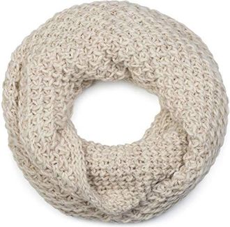 styleBREAKER Écharpe loop en maille avec un motif tricoté épais, foulard tube en maille grossière unie, unisexe 01018157, couleur:Beige