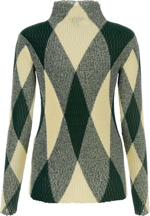 Burberry Ivyippattern Cotton Mulberry Silk Maglieria Sweater
