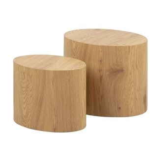 Selsey Selsey PLOMIN - Beistelltisch / Sofatisch 2er-Set in Walzenform, 40 x 24,5 cm bzw. 48 x 33 cm (Eichenholzoptik)