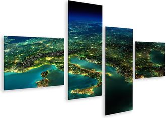 Islandburner Bild auf Leinwand Blick Auf Europa Italien Vom Weltall Bei Nacht Bilder Wandbilder Poster