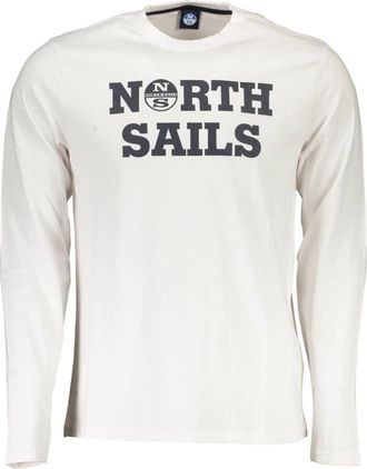 North Sails Langarm T-shirt Wei&szlig; Logo Print - - Tops - Herren - Wei&szlig; - 2XL