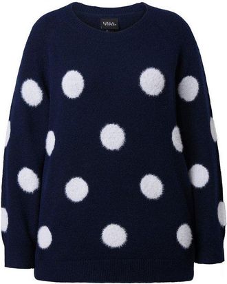 Ulla Popken Strickpullover Pullover Punkte Rundhals Raglan-Langarm