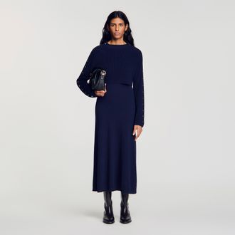 Sandro Langes Strickkleid im 2-in-1-Look