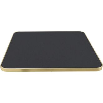 Oviala Plateau de table carré noir cerclage doré 60cm