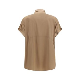 Brunello Cucinelli Womens Beige Silk Shortsleeve Shirt