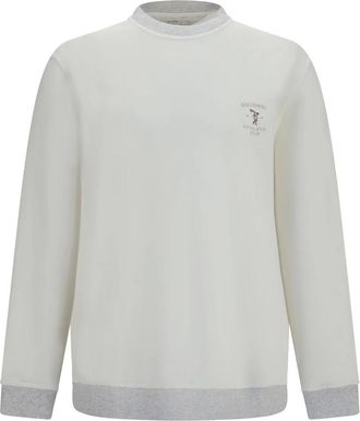 Brunello Cucinelli Baumwoll-French-Terry-Sweatshirt mit Stickerei - - Sweatshirts & Hoodies - Herren - Wei&szlig; - S