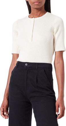 People Tree Damen Judith Knitted Top Oben, Cream, 12