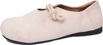 Generic Ballerines plates en faux daim &agrave; bout rond pour femme, l&eacute;g&egrave;res, confortables, d&eacute;contract&eacute;es, &agrave; enfiler, beige, 40.5 EU