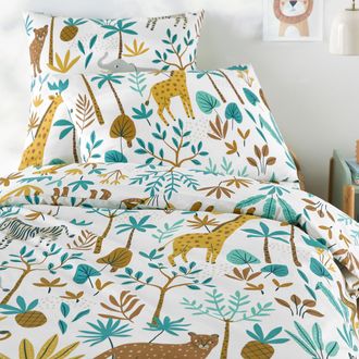 La Redoute Interieurs Housse De Couette Enfant 30% Coton Recycl&eacute; Imprim&eacute; Animaux Jungle