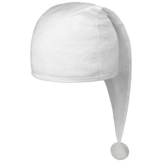LIPODO Schlafm&uuml;tze wei&szlig; (56 cm lang) - Damen und Herren - Nachthaube aus Baumwolle - Bommelm&uuml;tze One Size (53-60 cm) - Nachtm&uuml;tze mit Bommel - Zipfelm&uuml;tze zu