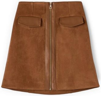 Motivi Femme, Jupes, Brun, Taille: 42 FR Mini-jupe trap&egrave;ze avec fermeture &eacute;clair