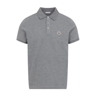 Moncler Homme, Tops, Gris, Taille: XL Logo Patch Cotton Polo