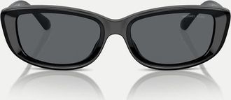 Michael Kors Asheville rechteckige Sonnenbrille mit grauen Gl&auml;sern in Schwarz