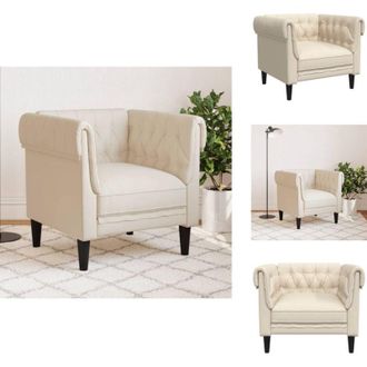 vidaXL Fauteuil Chesterfield lin - Fauteuil Chesterfield - Fauteuils Confortables - Canap&eacute; Design - Meuble Salon - D&eacute;coration Int&eacute;rieure