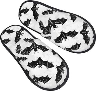 Generic Confortable Pantoufles en Feutre Squelette de chauve-souris dHalloween Accueil Slippers L&eacute;g&egrave;re Chaussons dint&eacute;rieur pour Homme Femme Ext&eacute;rieur M