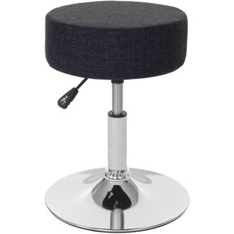 Mendler Mendler - Tabouret HWC-C22, hauteur r&eacute;glable, &oslash; 35 cm, tissu - gris fonc&eacute;