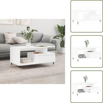 vidaXL Stauraum Couchtisch - vidaXL Couchtisch Wei&szlig; 90x49x45 cm Holzwerkstoff - Metallbeine Couchtisch