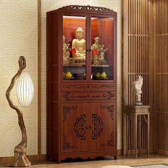 Generic Altartisch aus Bambus, offener Buddha-Nischenaltar, Meditationstische mit Stauraum, multifunktionaler Opfertisch f&uuml;r Gebete, Wahrsagerei und Verehrung