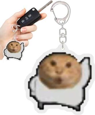 Generic Porte-clés en forme de chat mignon avec tête ronde en acrylique - Animal Fidget pour adolescents, enfants, adultes, famille, école, fêtes danniversair