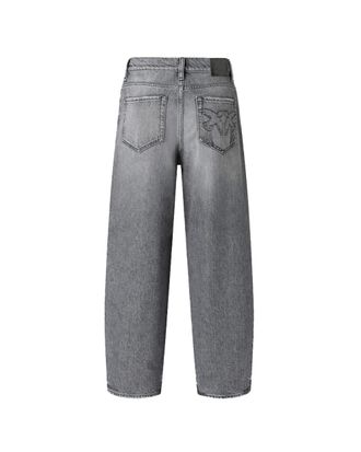 Pinko Womens Jeans Balloon-Fit Dark Grey Exterior: Cotton