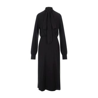 Sportmax Disegno Seiden-Krepp-Midikleid - - Dresses - Damen - Schwarzk - S