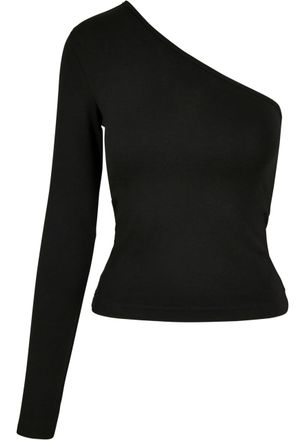 Urban Classics Damen Oberteil Ladies Asymmetric Longsleeve T-Shirt, Schwarz (Black 00007), X-Small (Herstellergröße: XS)