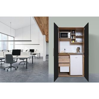 Respekta K&uuml;che B&uuml;rok&uuml;che Minik&uuml;che Singlek&uuml;che Eiche Schwarz Peter 104 cm Respekta