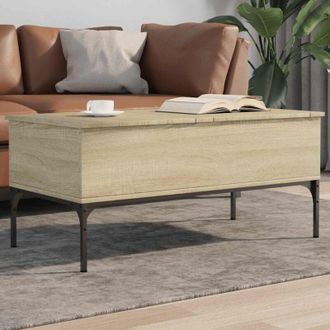 vidaXL Vidaxl - Table basse ch&ecirc;ne sonoma 100x50x45cm bois ding&eacute;nierie et m&eacute;tal