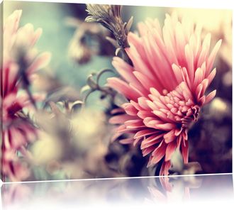 Pixxprint Romantische Blumen, Größe: 100x70cm, Leinwandbild, fertig gespannt, Wandbild, Dekoration, Kunstdruck, kein Poster