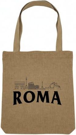 Fabulous Sac Shopping Tote Bag Aspect Lin - Roma Minimalist Rome Voyage Histoire Tourisme - Sac de Courses Toile Epaisse 360g Beige Naturel Cabas Port&eacute; Epaule 