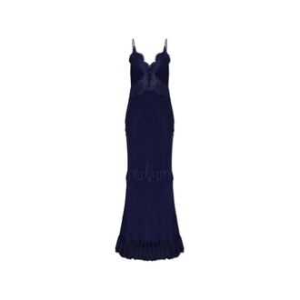 Self Portrait Femme, Robes, Bleu, Taille: 38 FR Robe sans Manches avec Inserts en Dentelle