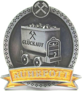 Generic Ruhrpott Magnet Metall Bergmann Gl&uuml;ck Auf Lore Souvenir Germany (108)