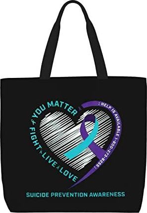 Generic Sac Fourre-Tout Sensibilisation &Agrave; La Pr&eacute;vention Du Suicide Sac Enfant Personnaliser R&eacute;utilisable Sacs &Agrave; Main, Pour Tous Les Jours, Shopping, Femmes, &Eacute;