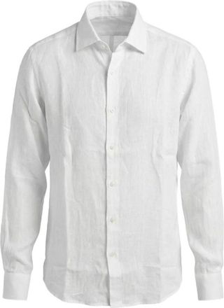 120% Lino Homme, Chemises, Blanc, Taille: S Long Sleeve Contemporary Fit Shirt