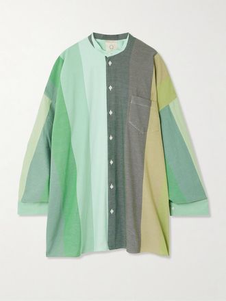 Marrakshi Life Oversized-hemd Aus Gestreifter Baumwolle - Gr&uuml;n