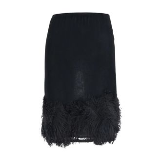 Semicouture Midi-Rock mit Federbesatz - - Skirts - Damen - Schwarzk - M