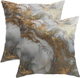 Generic Dekorative Kissenbez&uuml;ge mit Marmormuster, dekorative Kissenbez&uuml;ge, moderne Bauernhaus-Dekoration f&uuml;r Sofa, Couch, Bett, 61 x 61 cm, 2 St&uuml;ck